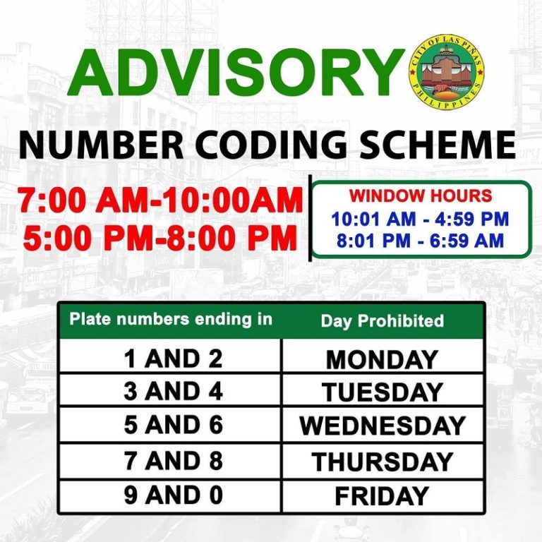 Las Piñas Number Coding Scheme UPDATE (November 2023) – Alabang Bulletin